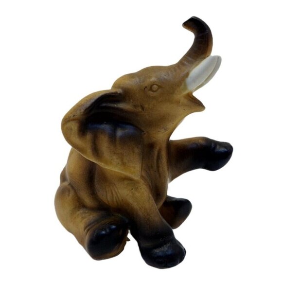 Lefton | Accents | Vintage Lefton Elephant With Trunk Up Brown White ...
